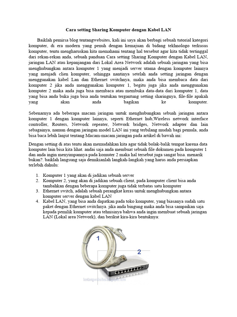 Cara Setting Sharing Komputer Dengan Kabel LAN | PDF