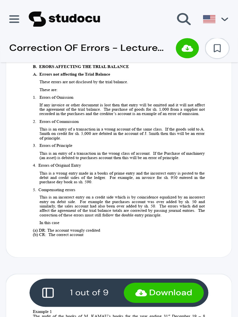 Accounting Errors and Corrections Guide | PDF | Debits And Credits ...