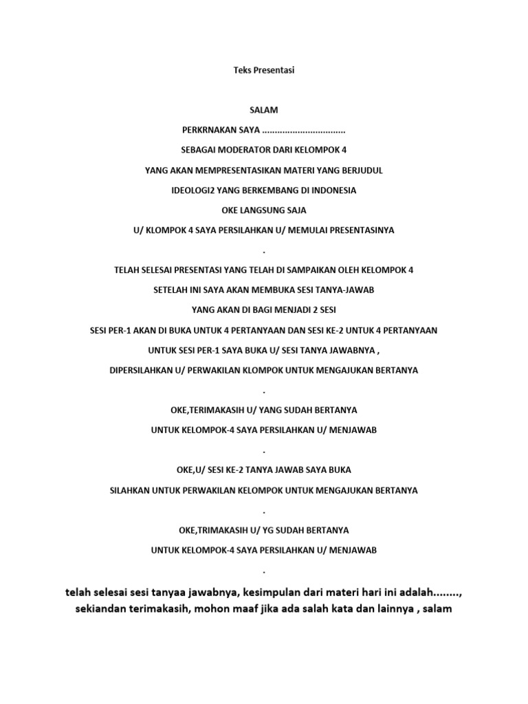 Teks Presentasi | PDF
