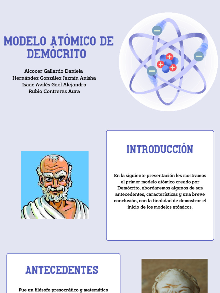 Modelo atómico de Demócrito y sus características | PDF
