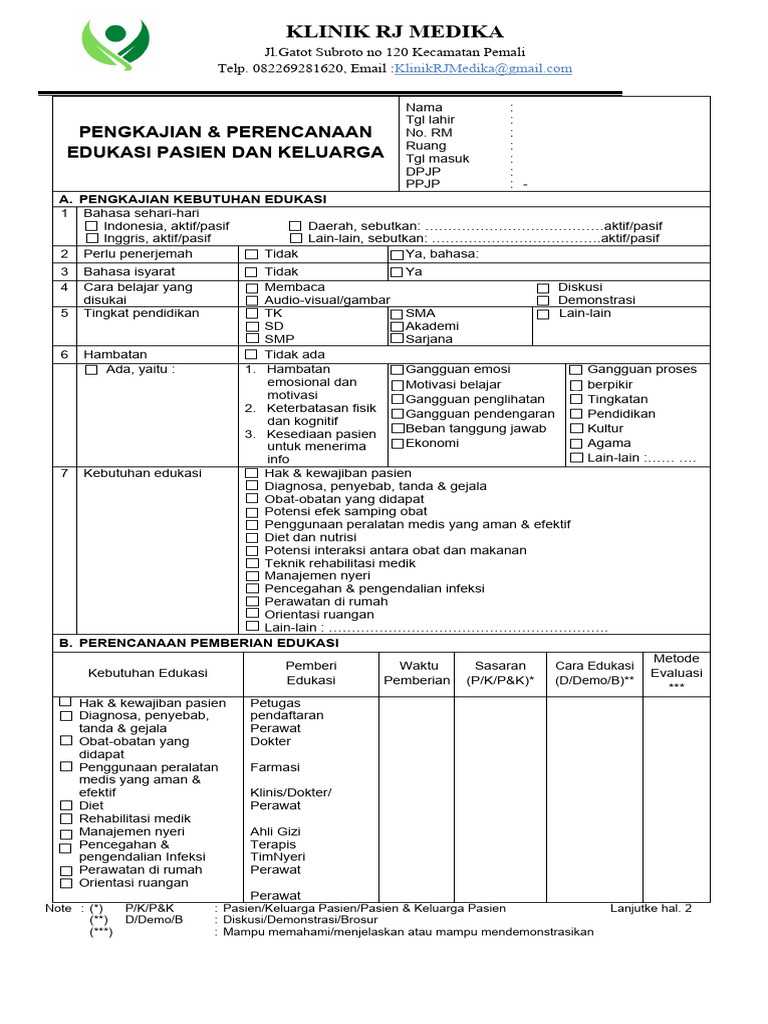 Contoh Form Edukasi Pasien | PDF