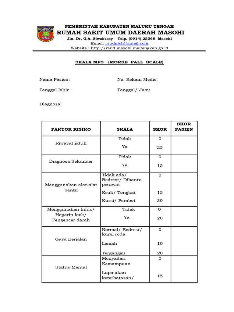 Skala MFS untuk Penilaian Risiko Jatuh | PDF