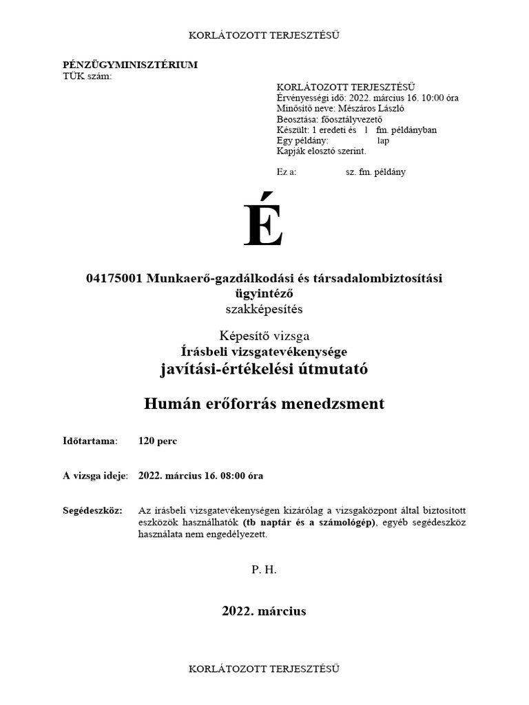 Human Eroforras Menedzsment E 20220316 | PDF