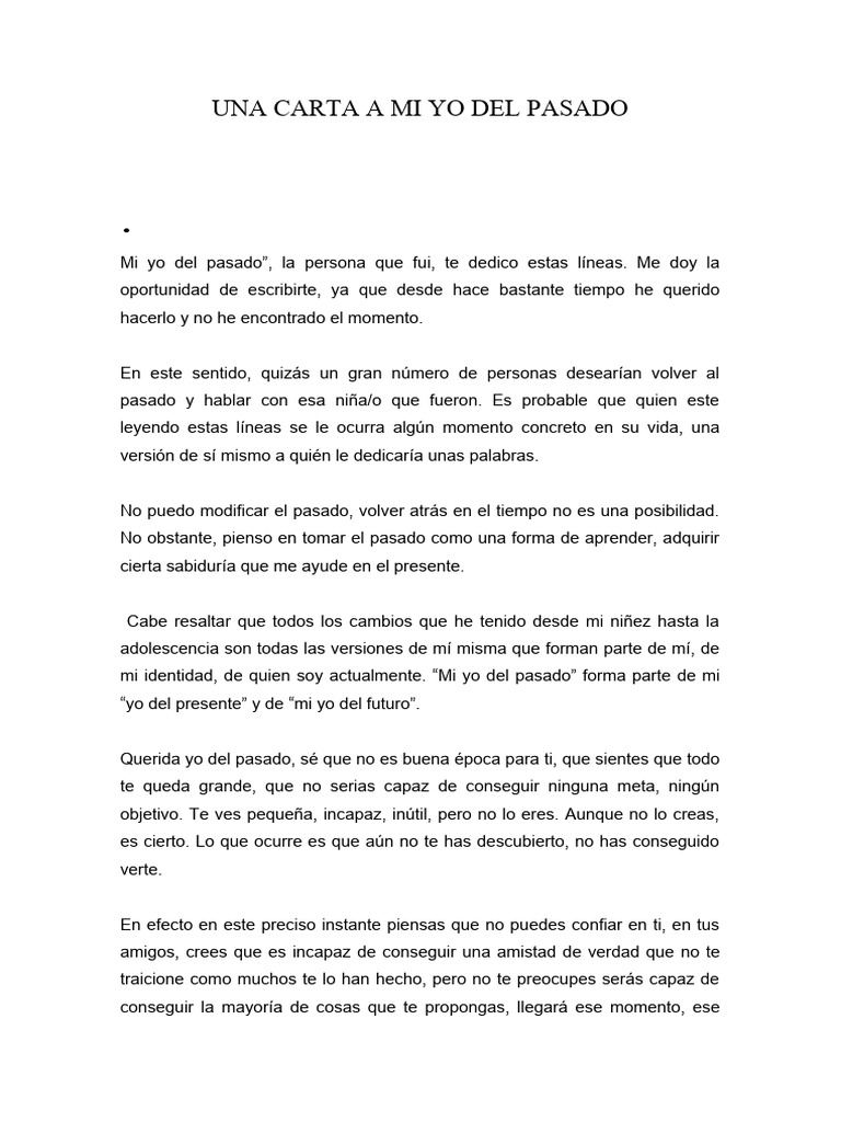 Carta A Mi Yo Del Pasado | PDF