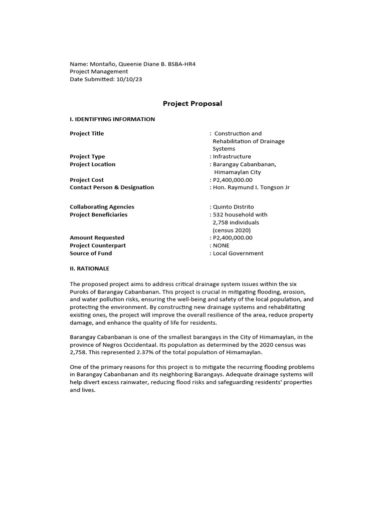 Project Proposal | PDF | Flood | Infrastructure