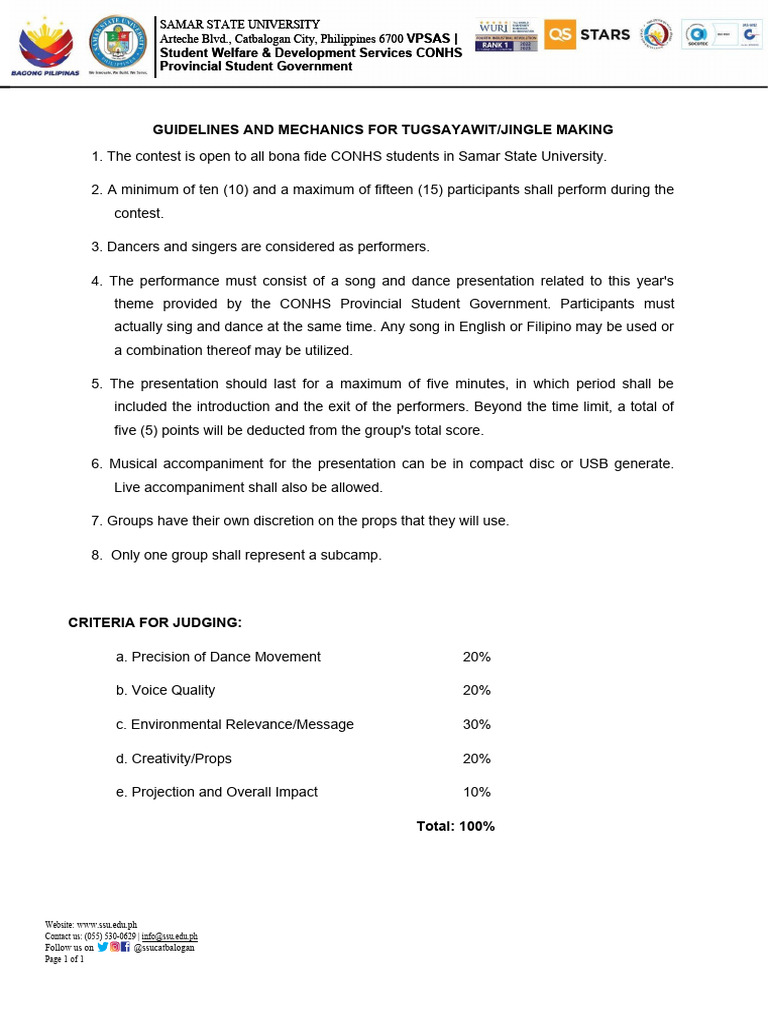 Tugsayawit Jingle Contest Guidelines | PDF