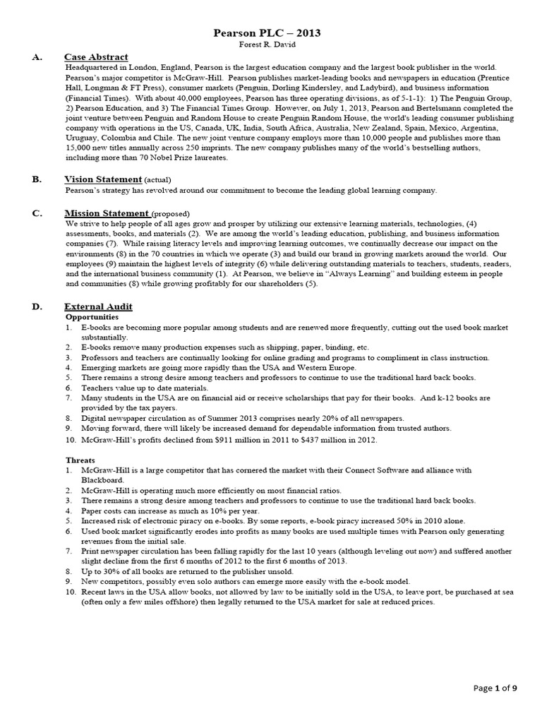 Sample Case Pearson PLC | PDF | Revenue | Equity (Finance)