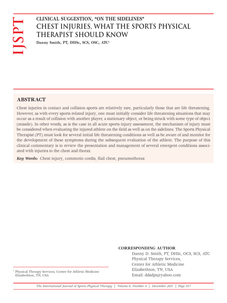 Chest Injuries, What the Sport Therapist Should Know - Article. | PDF ...