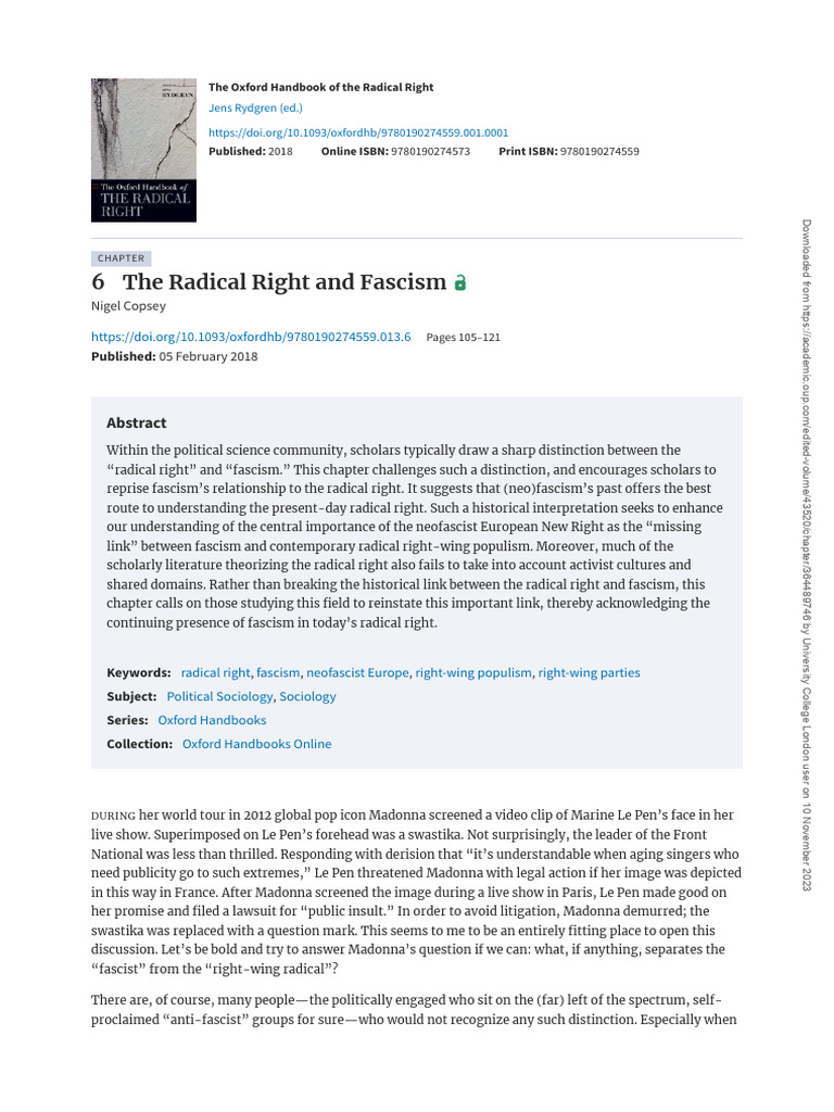 The Radical Right and Fascism | PDF | Far Right Politics | Fascism