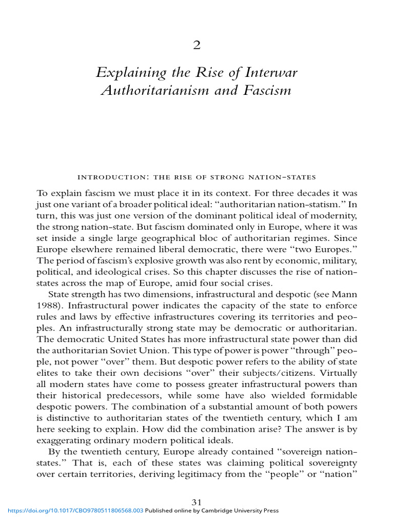 Explaining The Rise of Interwar Authoritarianism and Fascism | Download ...