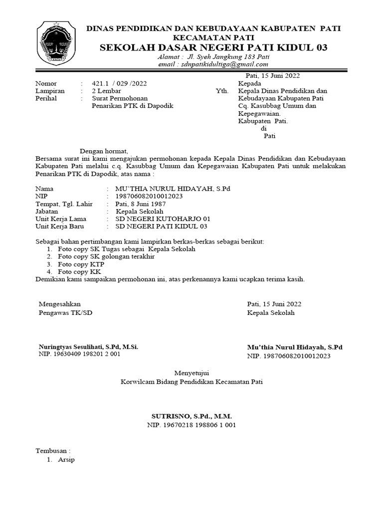 Permohonan Penarikan Data Dapodik | PDF