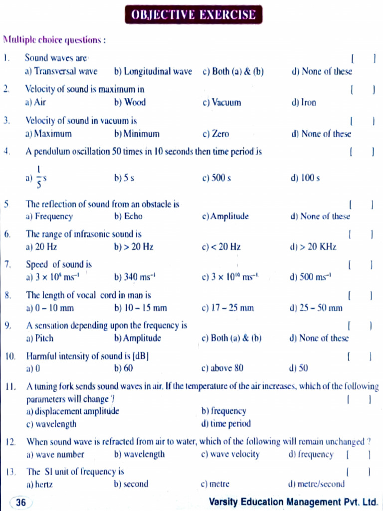Sound Lesson MCQ's | PDF | Sound | Frequency