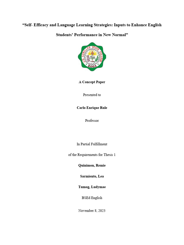 Self Efficacy and Language Learning Strategies Inputs To Enhance English Students Performance in ...