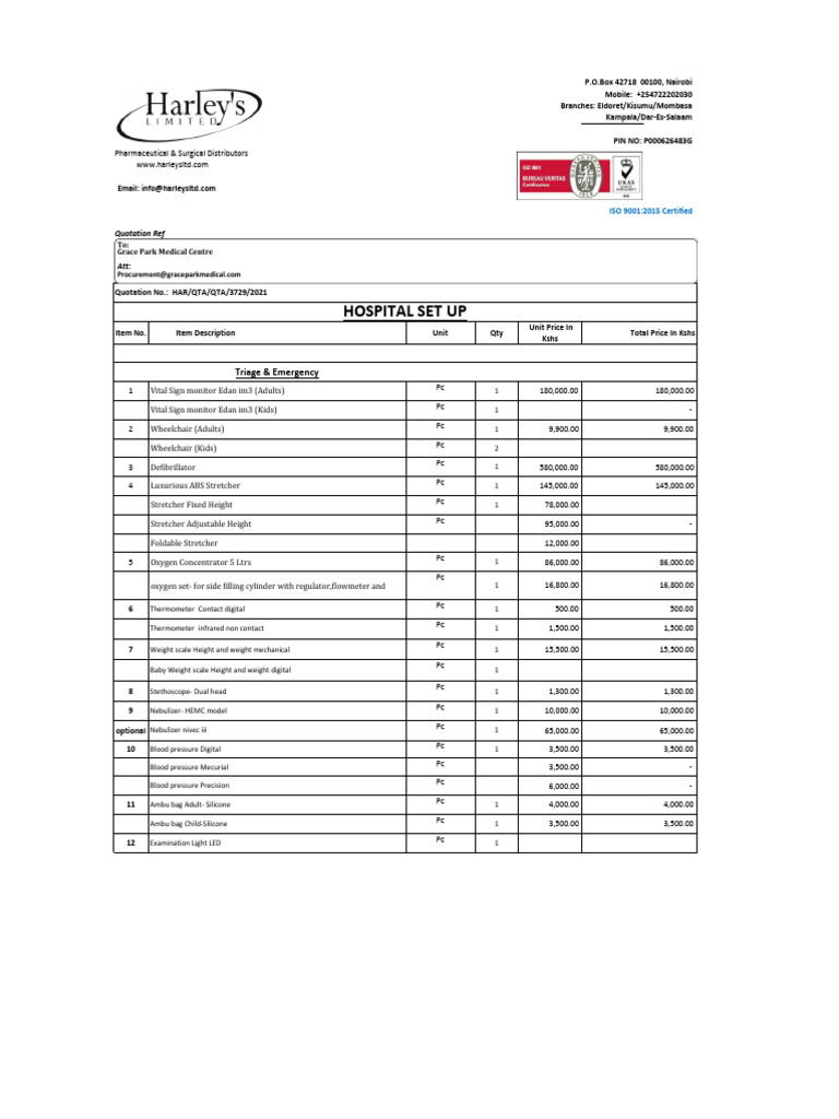 Hospital Setup (Equipment) - by Harleys Distributors | PDF ...