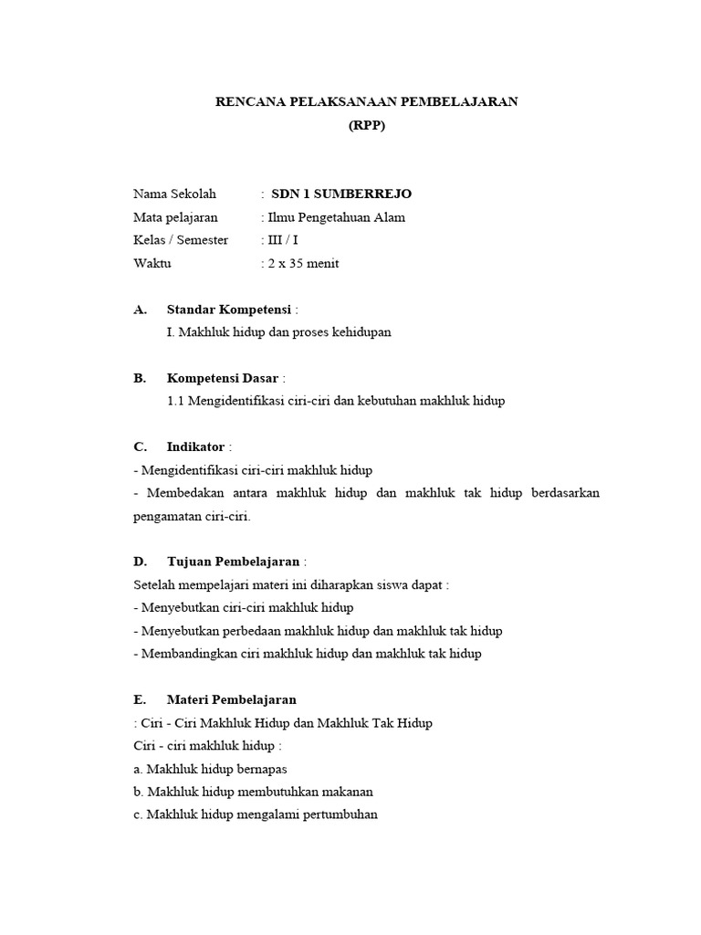 Rencana Pelaksanaan Pembelajaran | PDF | Seni & Disiplin Bahasa