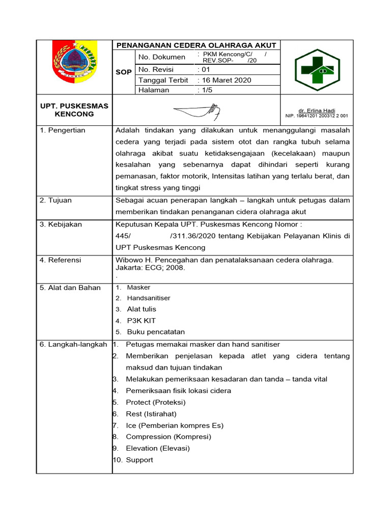 Sop Penanganan Cedera | PDF