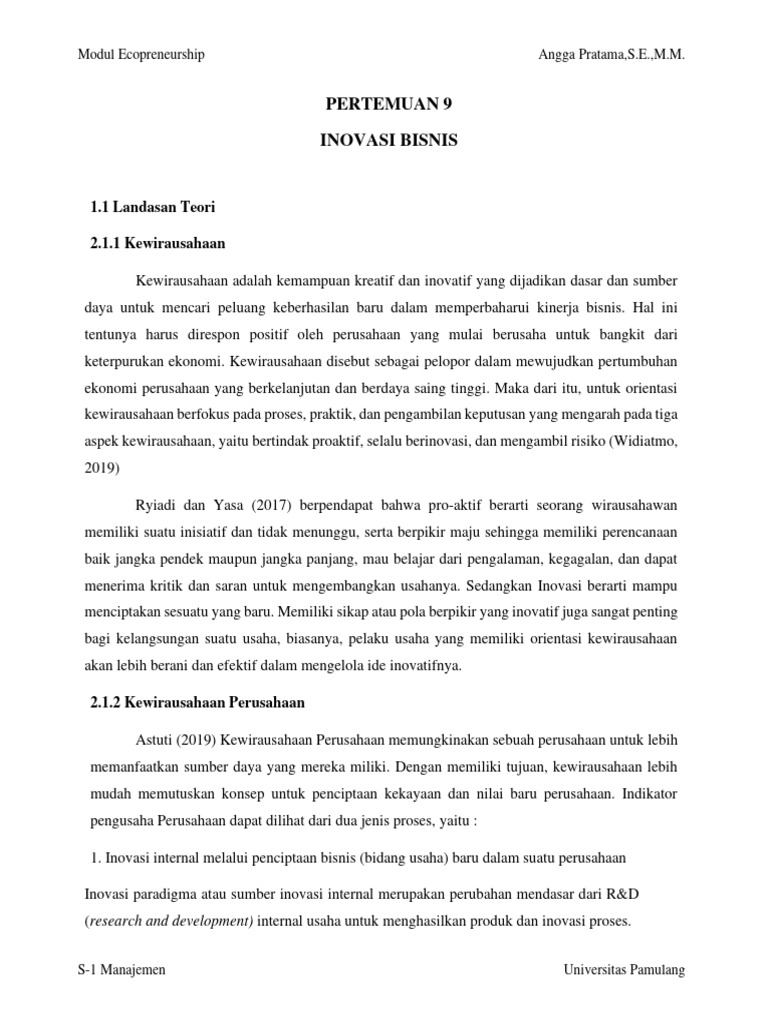 Pertemuan 9 - Ecopreneurship | PDF