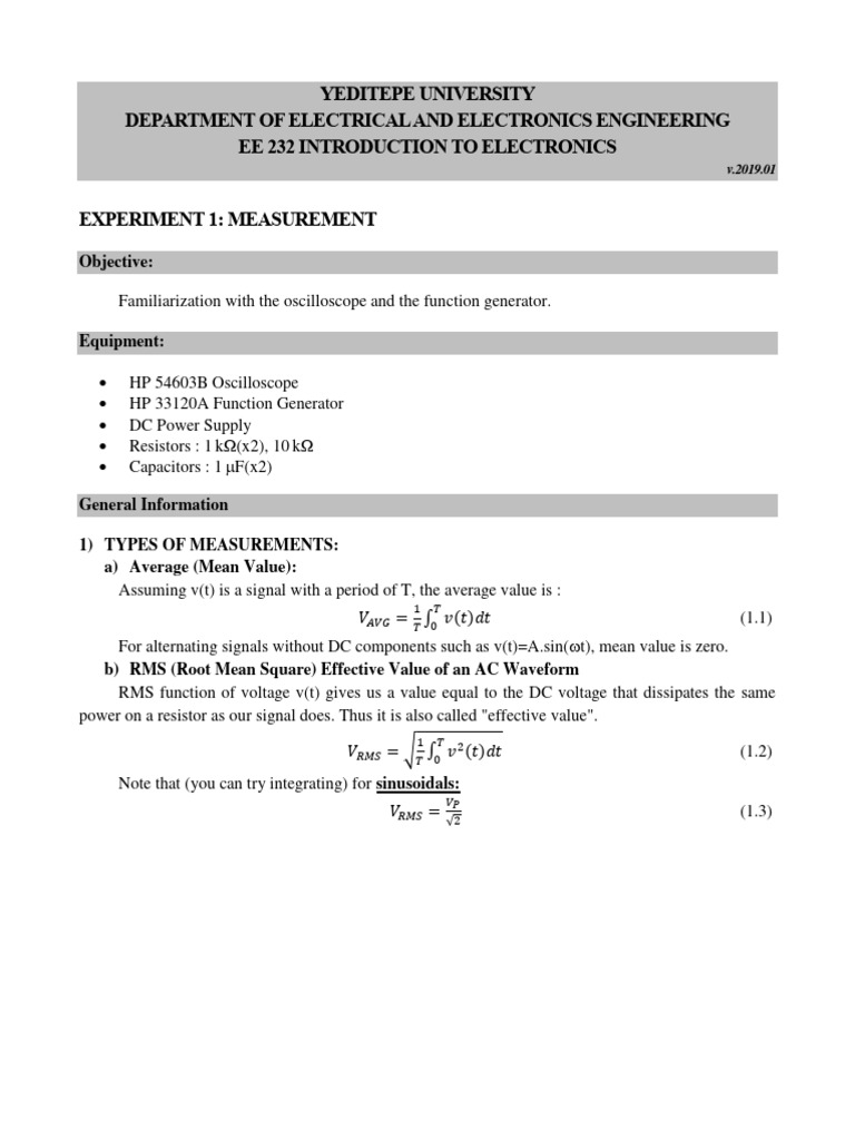 Yeditepe University Department of Electrical and Electronics Engineering Ee 232 Introduction To ...