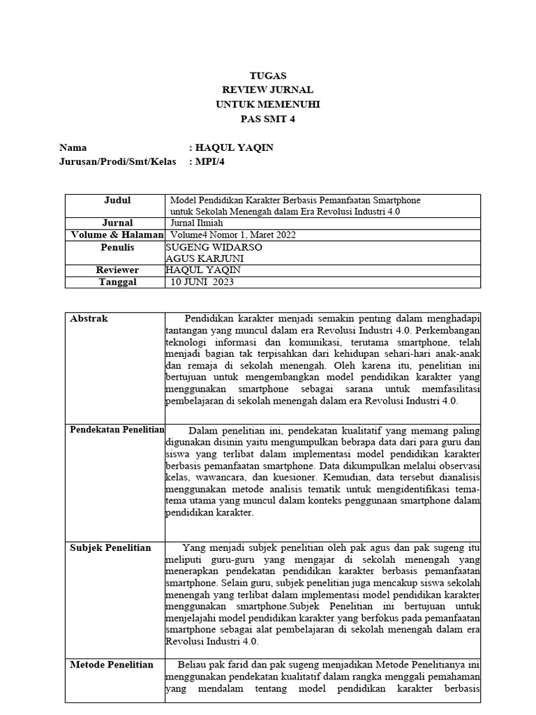 Review Journal | PDF | Karier & Perkembangan