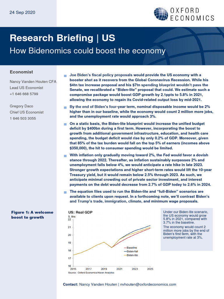 Bidenomics: Economic Growth Projections | PDF | Taxes | Economic Growth