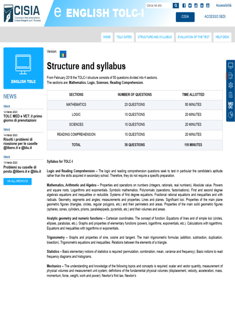 Structure And Syllabus Cisia Download Free Pdf Trigonometric