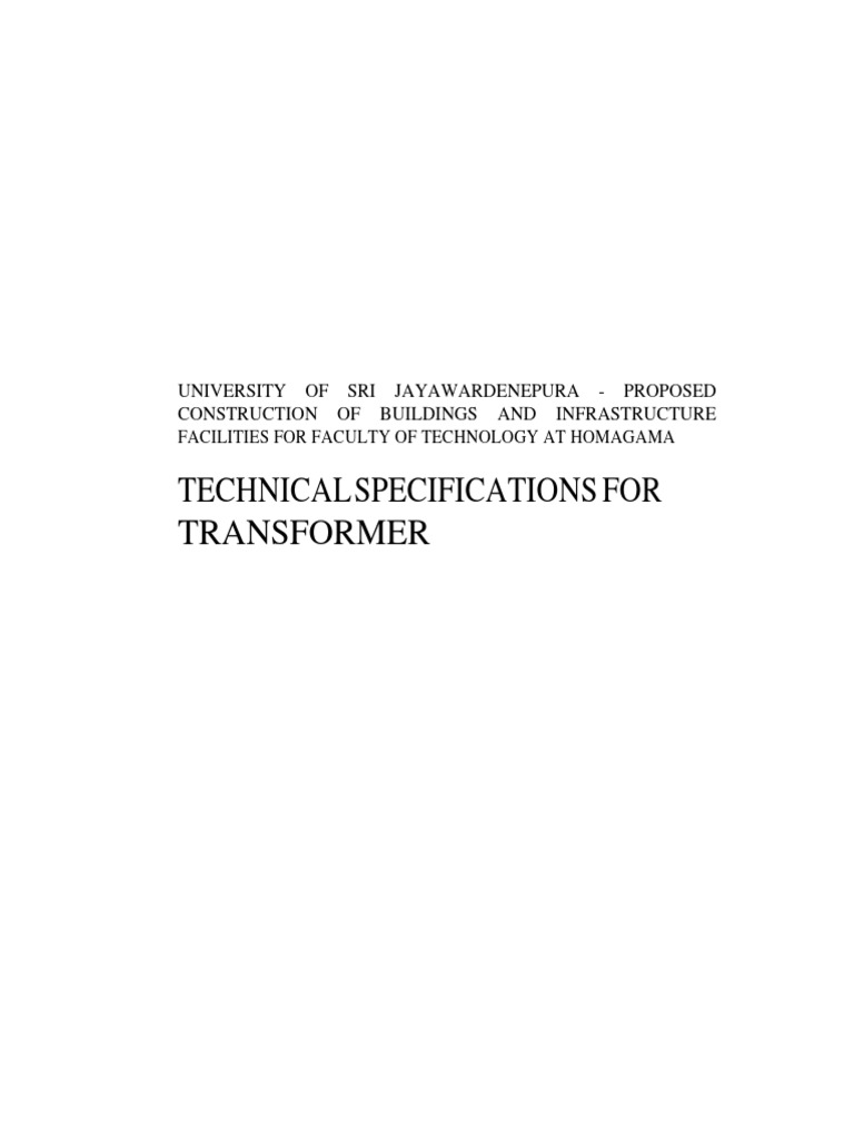 Transformers Specification | PDF | Transformer | Insulator (Electricity)