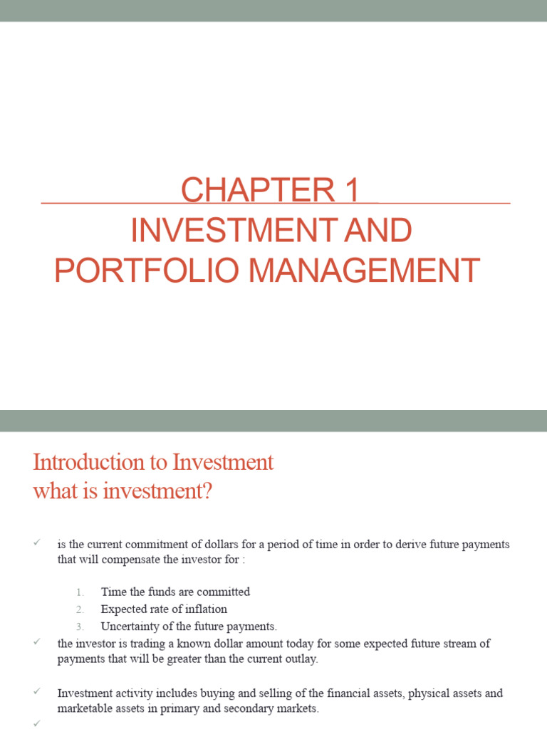 Investment Chapter 1 Pdf Certificate Of Deposit Investing
