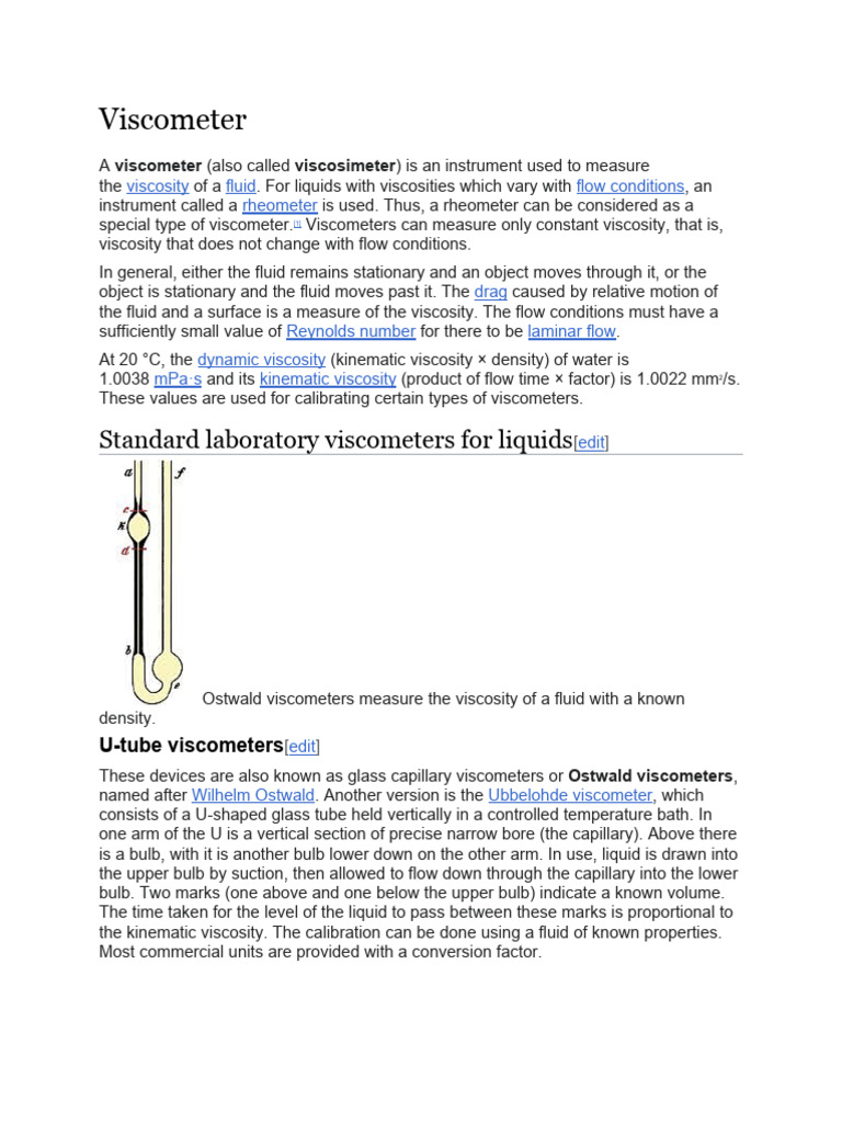 Viscometer | Download Free PDF | Chemical Engineering | Physical Phenomena