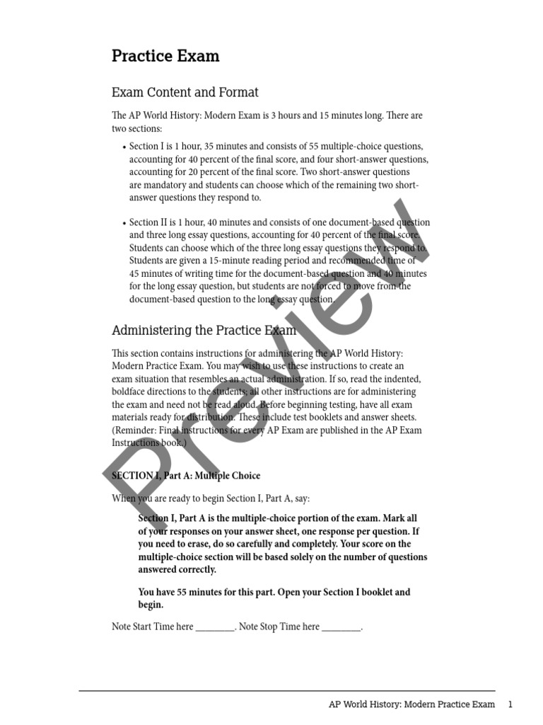 Ap World History 2020 Practice Exam 1 MCQ Preview | PDF | Multiple ...