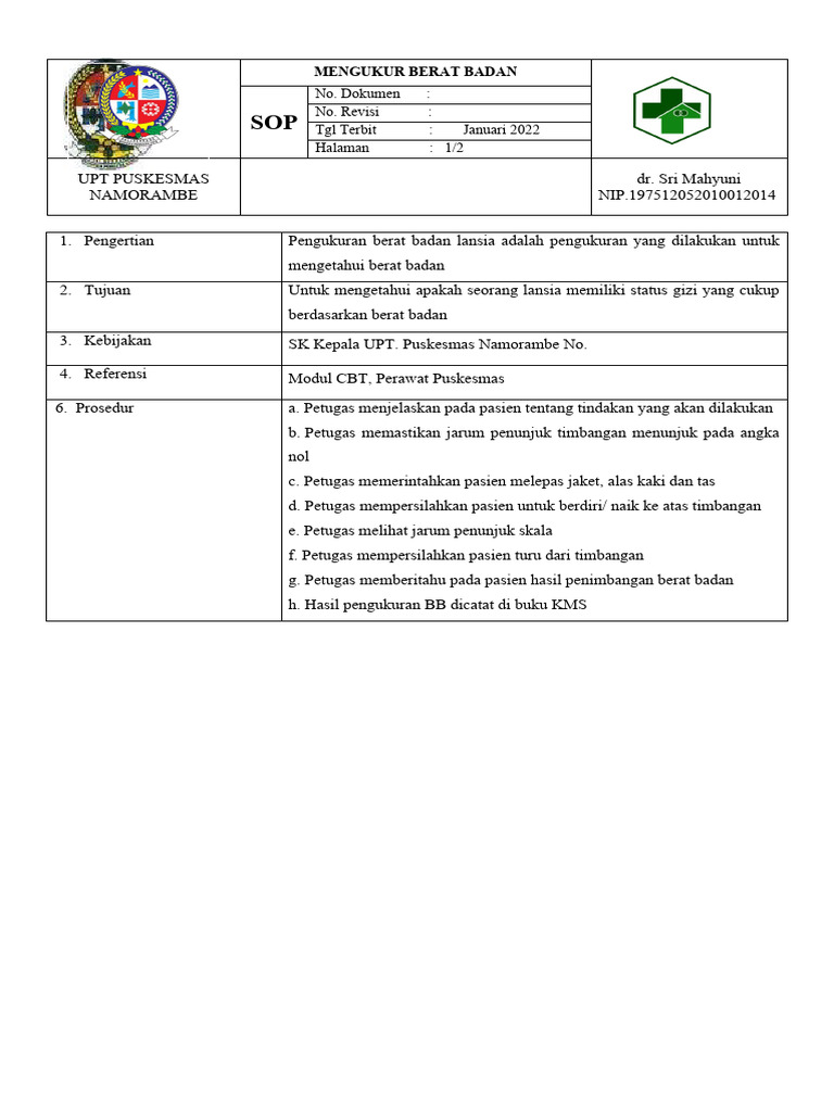 2, Sop Mengukur BB | PDF