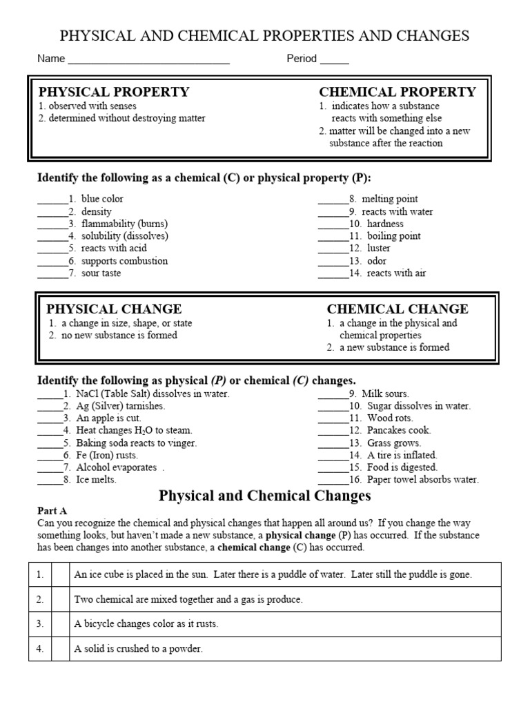 Physical vs. Chemical Properties Guide | PDF | Chemical Substances | Water