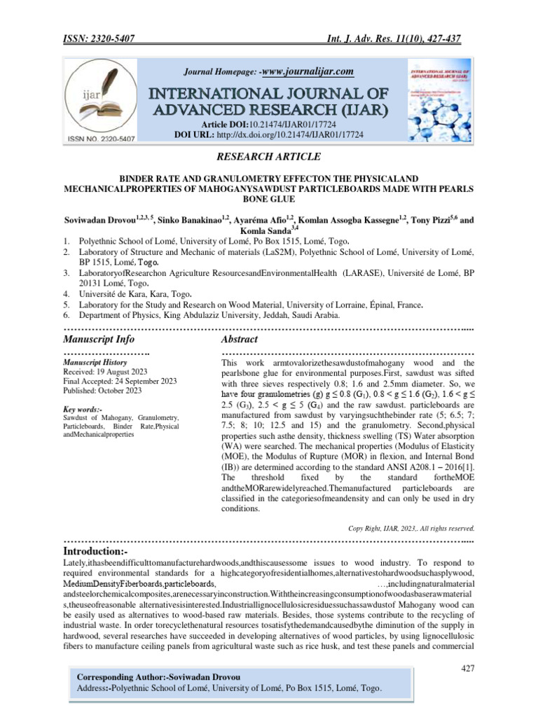 Binder Rate and Granulometry Effecton The Physicaland ...