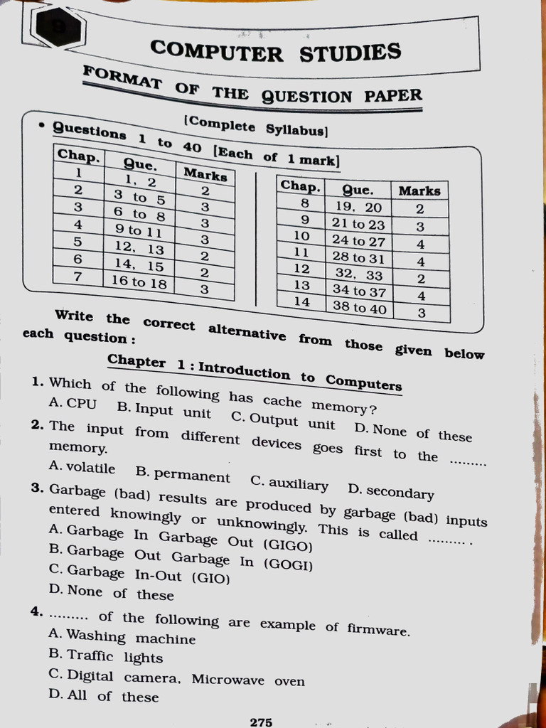 Std. 9th Computer Model Question Paper | PDF | Random Access Memory | Computer Data Storage