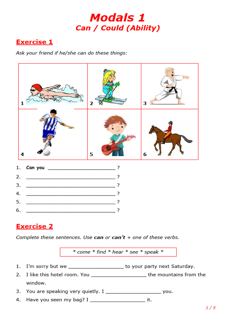 Modals 1 Ability Can Couldnew | PDF | Linguistics