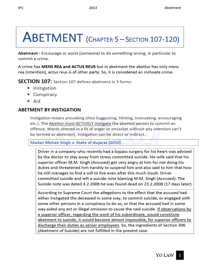 Abetment 107-120 | PDF | Aiding And Abetting | Crime & Violence