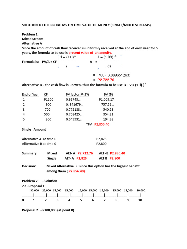Time Value of Money Problems Single and Mixed Streams | Download Free ... Time Value of Money Problems Single and Mixed Streams | Download Free ...