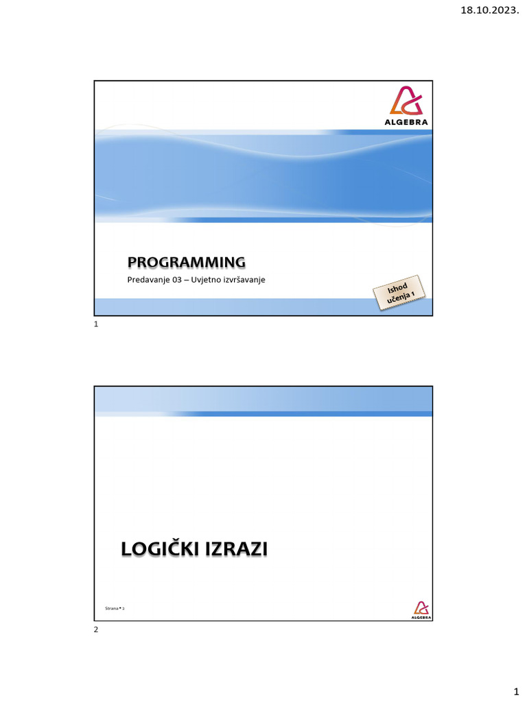 VUA Programming CPP Lecture 03 Conditional Execution HR | PDF