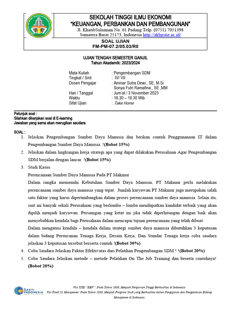 Soal Uts Pengembangan SDM | PDF