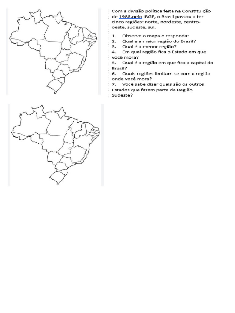 Mapa Do Brasil Atividades | PDF
