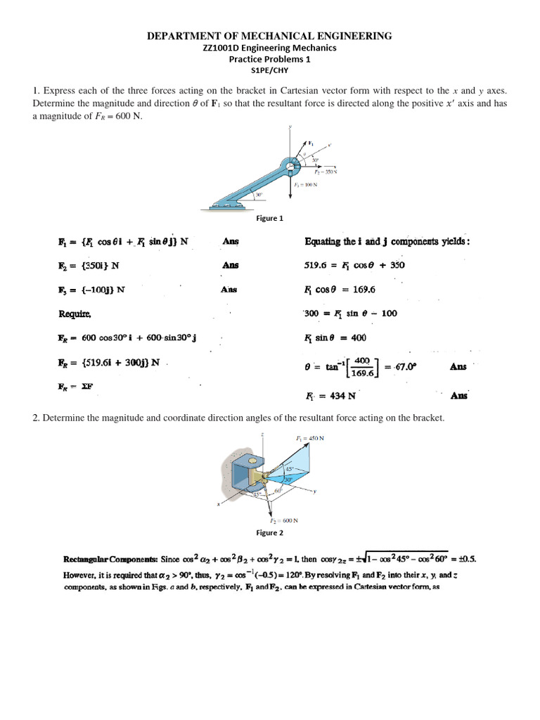 Engineering Mechanics Practice Problems | PDF