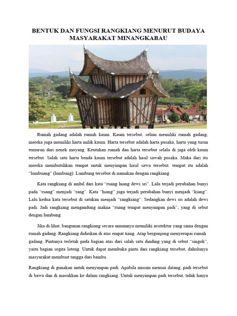 Fungsi dan Jenis Rangkiang Minangkabau | PDF