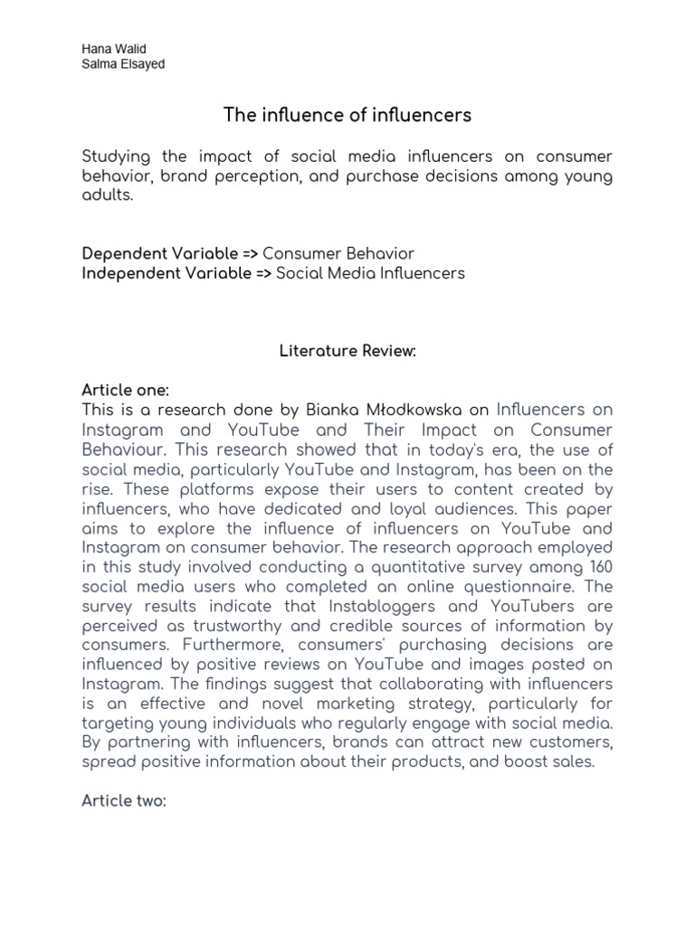 The Influence of Influencers | PDF | Social Media | Popular Culture ...