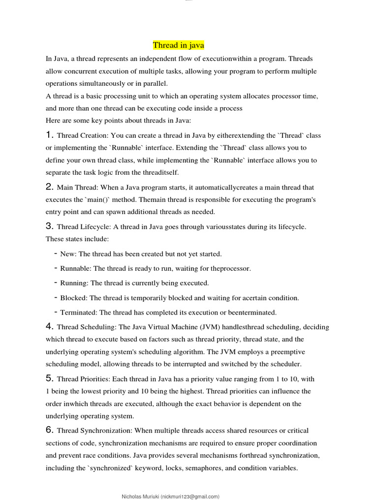 Threads and Process | PDF | Scheduling (Computing) | Class (Computer Programming)