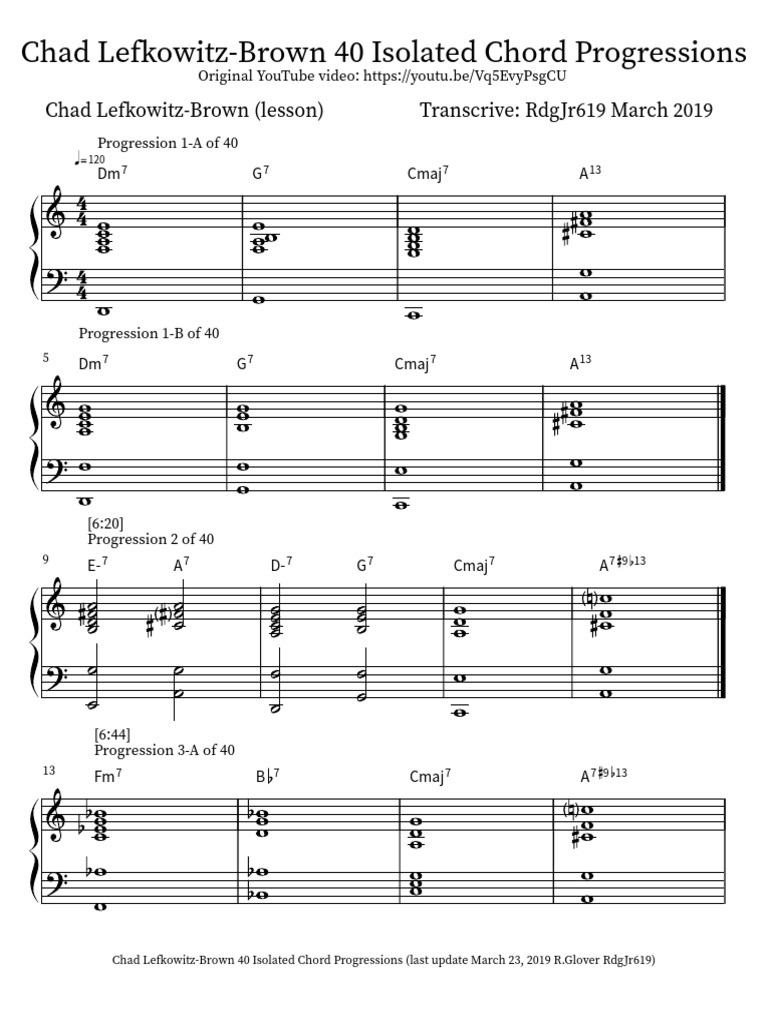 Chad Lefkowitz-Brown 40 Isolated Chord Progressions | PDF | Elements Of ...
