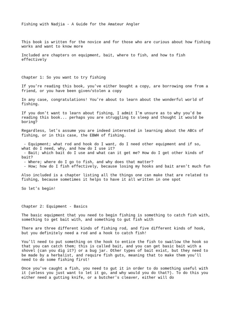 Fishing with Nadjia - A Guide for the Amateur Angler | PDF | Angling ...