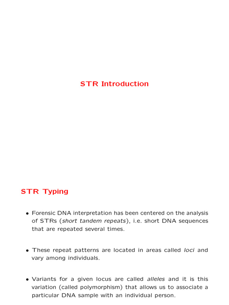 STR Introduction | PDF | Microsatellite | Genetic Variation