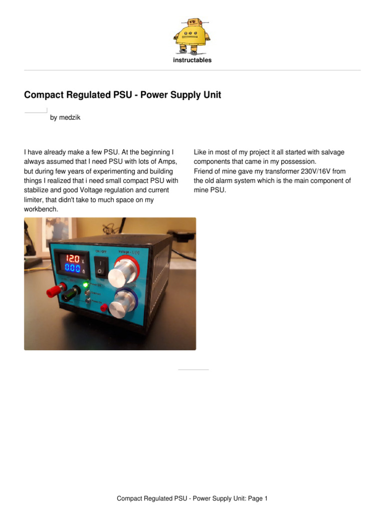 DIY Compact Power Supply Guide | PDF | Power Supply | Electrical ...