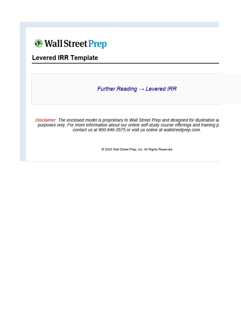 Levered vs Unlevered IRR Analysis | PDF