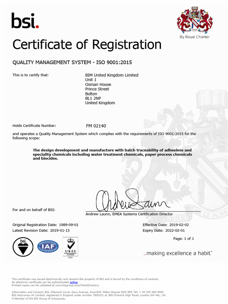 BIM UK ISO 9001 Certificate 2019 | PDF | Business