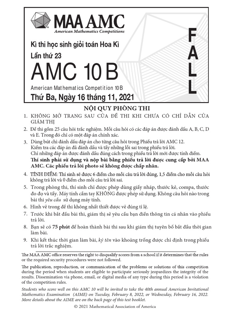 T11.2021 - Amc10b Ta TV Đa | PDF